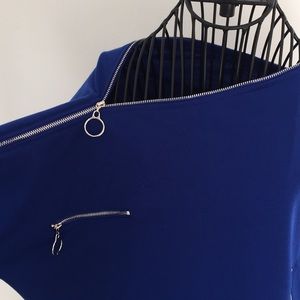 Tops | Adjustable Zipper Blue Top | Poshmark